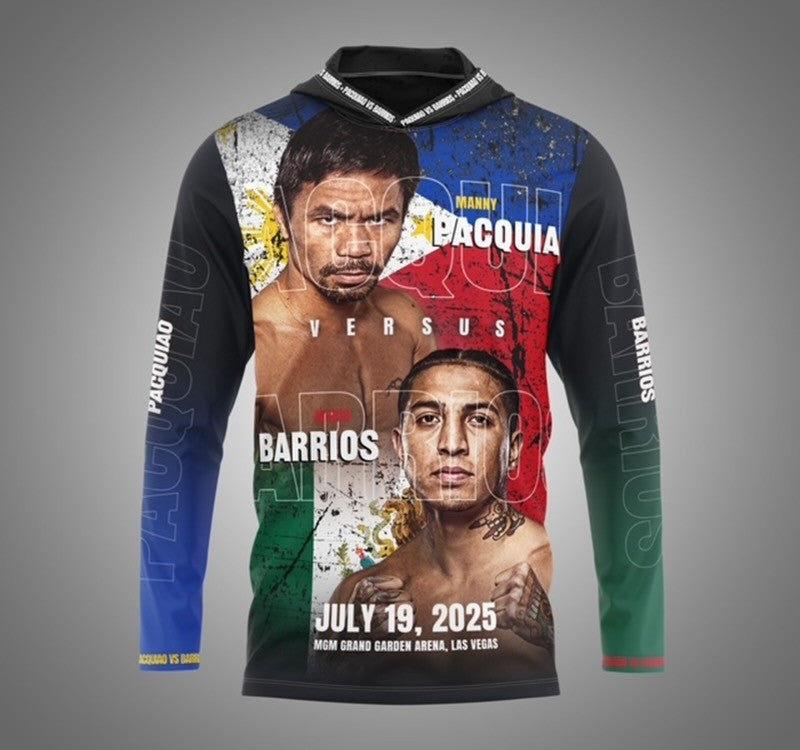 OFFICIAL Manny Pacquiao vs Mario Barrios Sublimated Hoodie featuring t ...