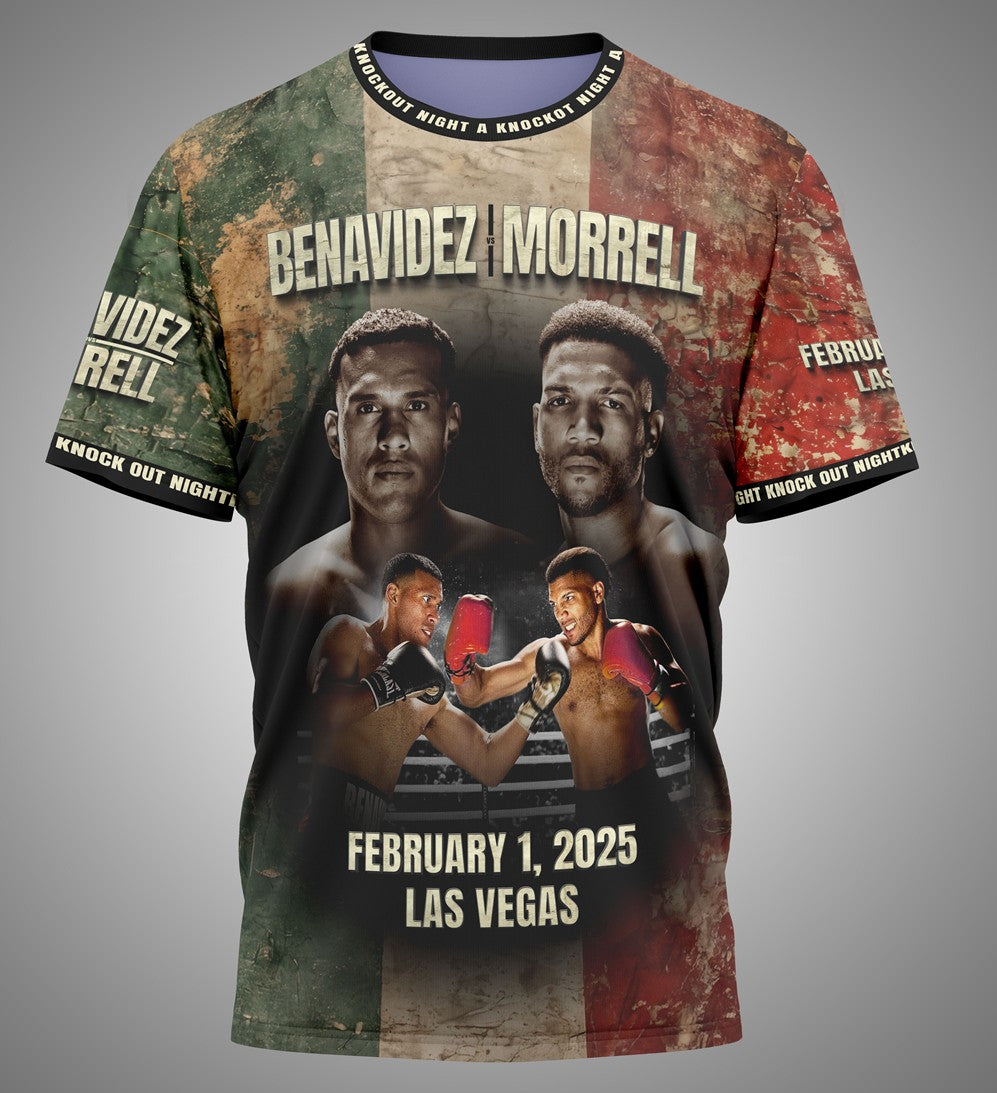 OFFICIAL Benavidez vs Morrell Sublimated Bold Color T-Shirt Featuring ...